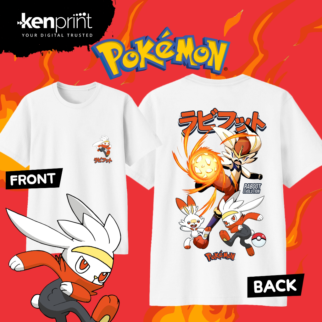 Jual Kaos POKEMON | RABOOT | SCORBUNNY | CINDERACE EVOLUTION | Non ...