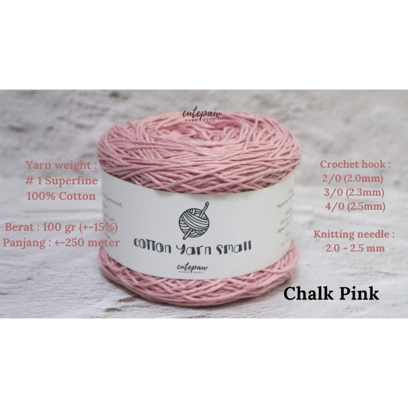 Jual [small ply] Chalk Pink merah muda - benang rajut soft cotton ...