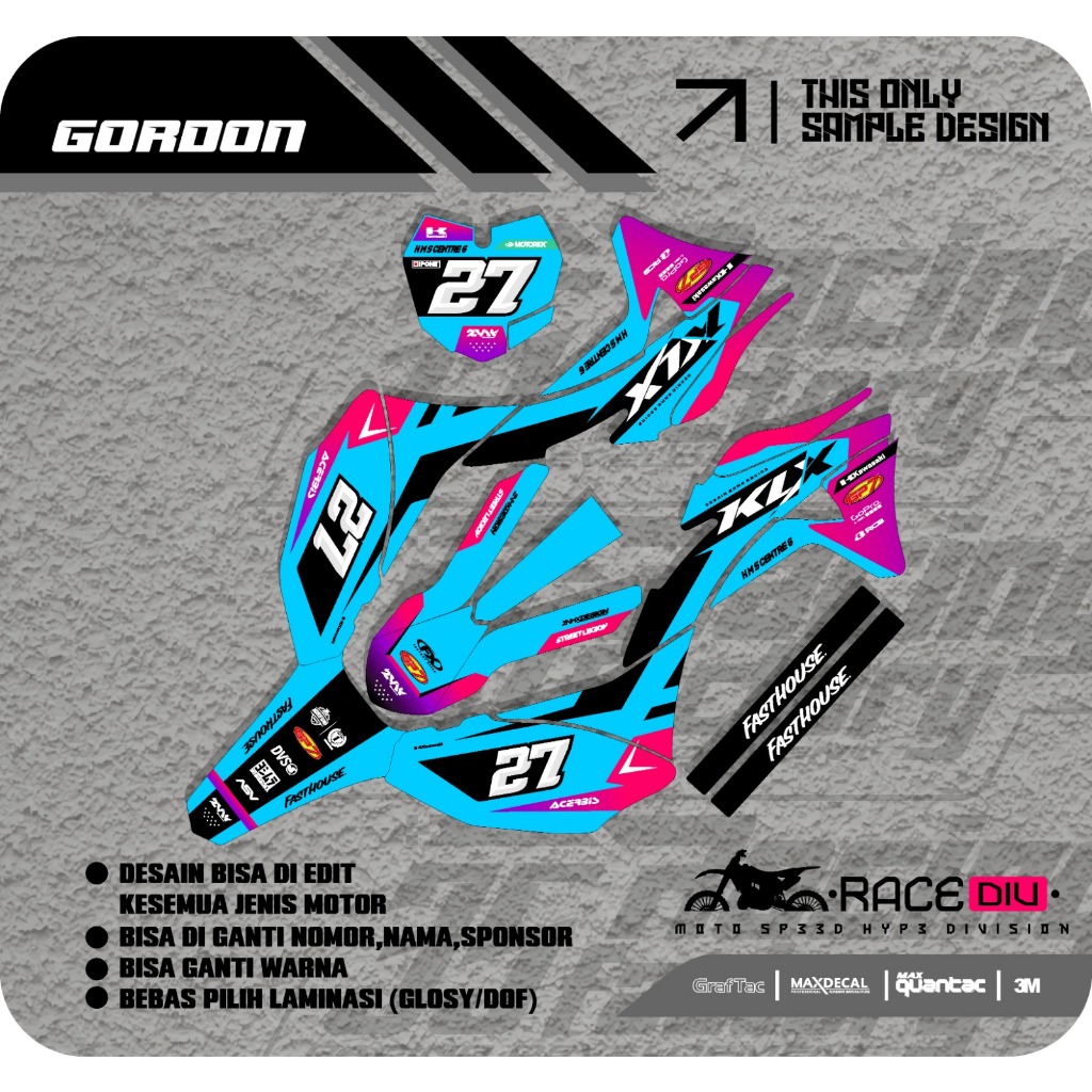 Jual decal klx gordon full body / decal stiker gordon supermoto full ...