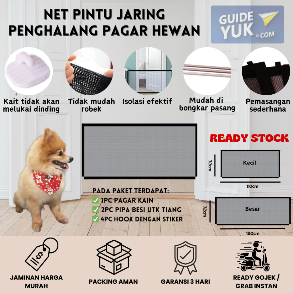 Jual NET Pintu Jaring Penghalang Pagar Kandang Kucing Anjing/Pintu ...