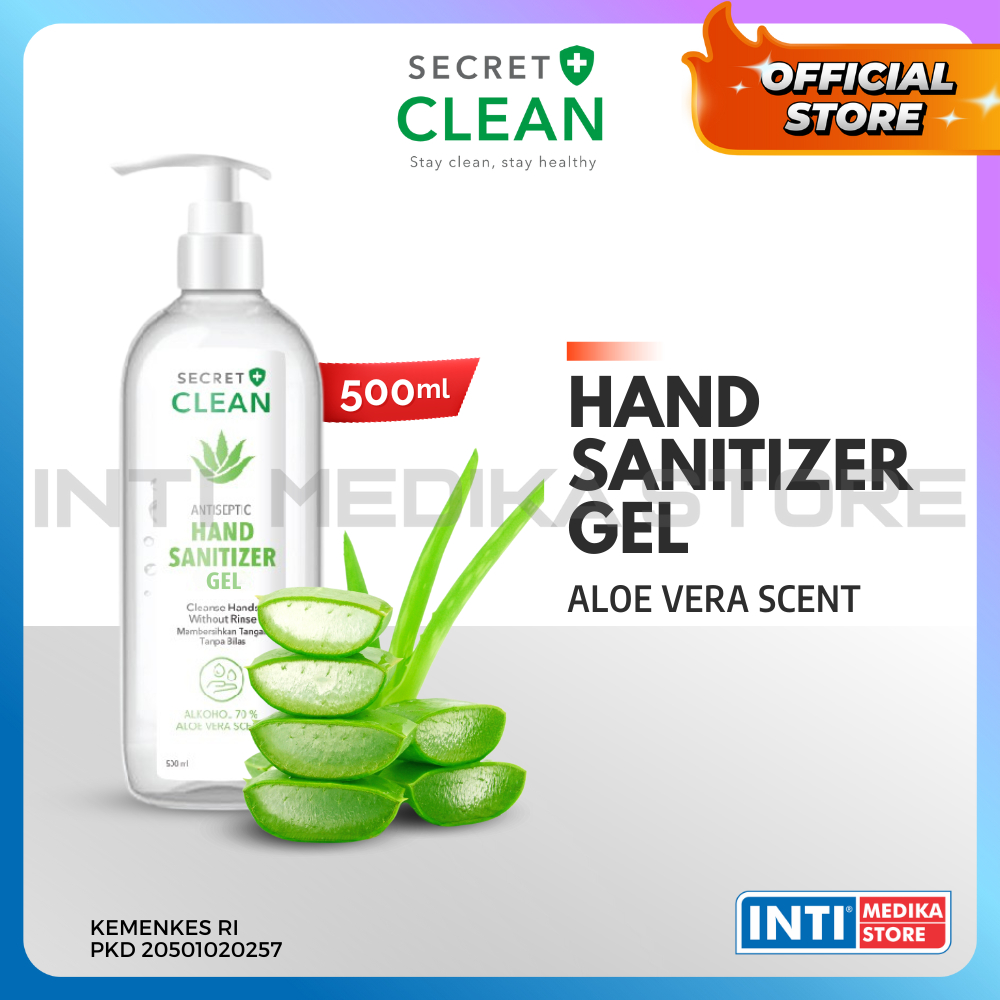 Jual SECRET CLEAN - Hand Sanitizer Gel Aloe Vera 500 ml | Aseptic Gel ...