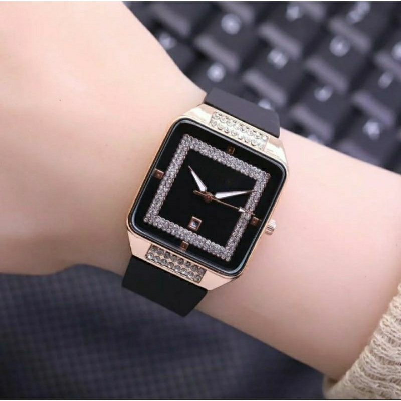 Jual (BISA COD) JAM TANGAN RUBBER CEWE KEKINIAN ADA TANGGALNYA AKTIF ...