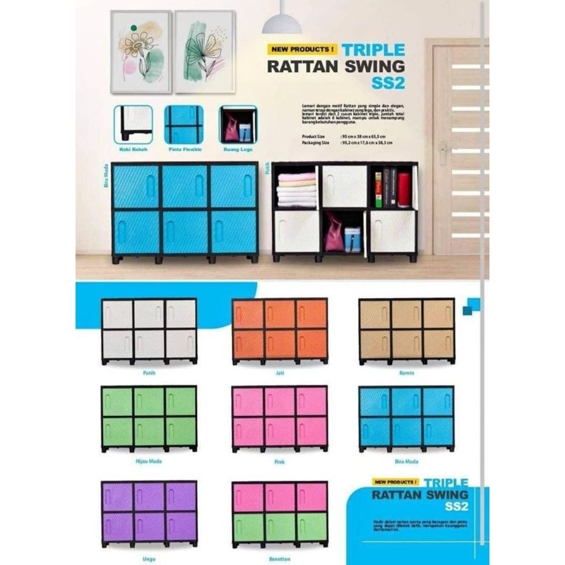 Jual LEMARI TV RATTAN SWING / LEMARI SWING TRIPLE 2 SUSUN / LEMARI TV APOLLYSTAR | Shopee Indonesia