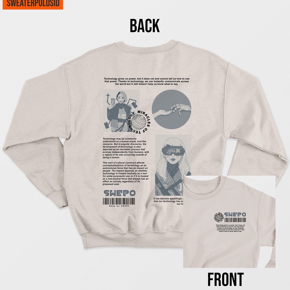 Jual SWEPO Basic Sweater Miracles Of Technology SABLON MXXL Pria Wanita ...