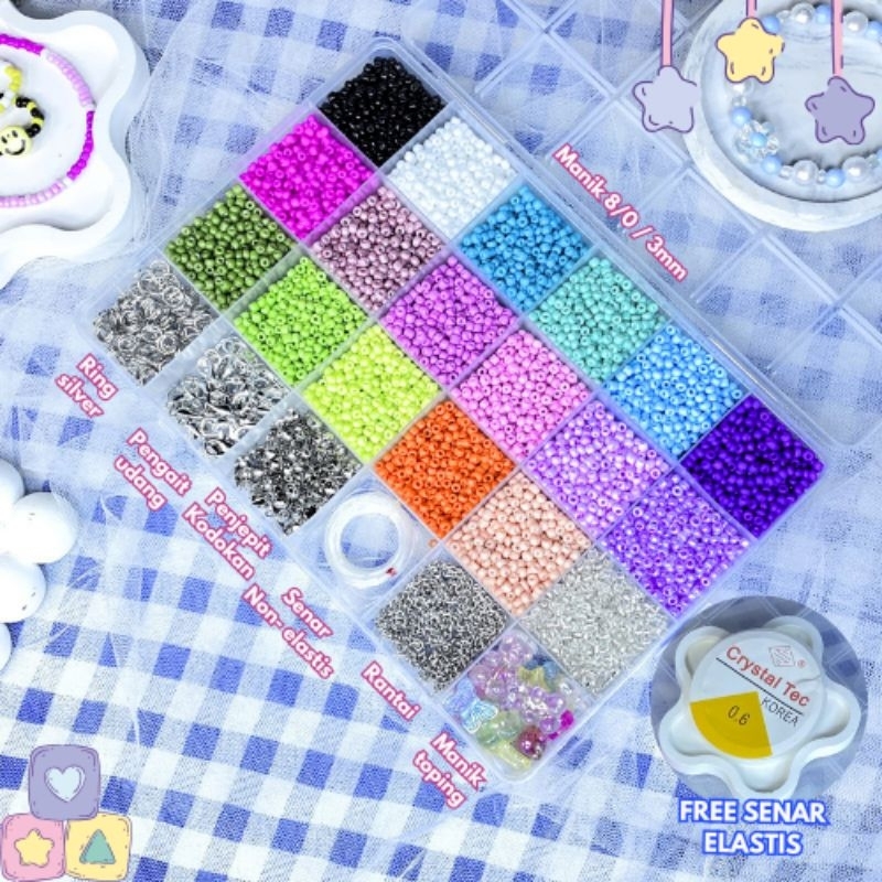 Jual Paket Manik Manik DIY Bahan Aneka Kerajinan / Set Manik Manik DIY ...