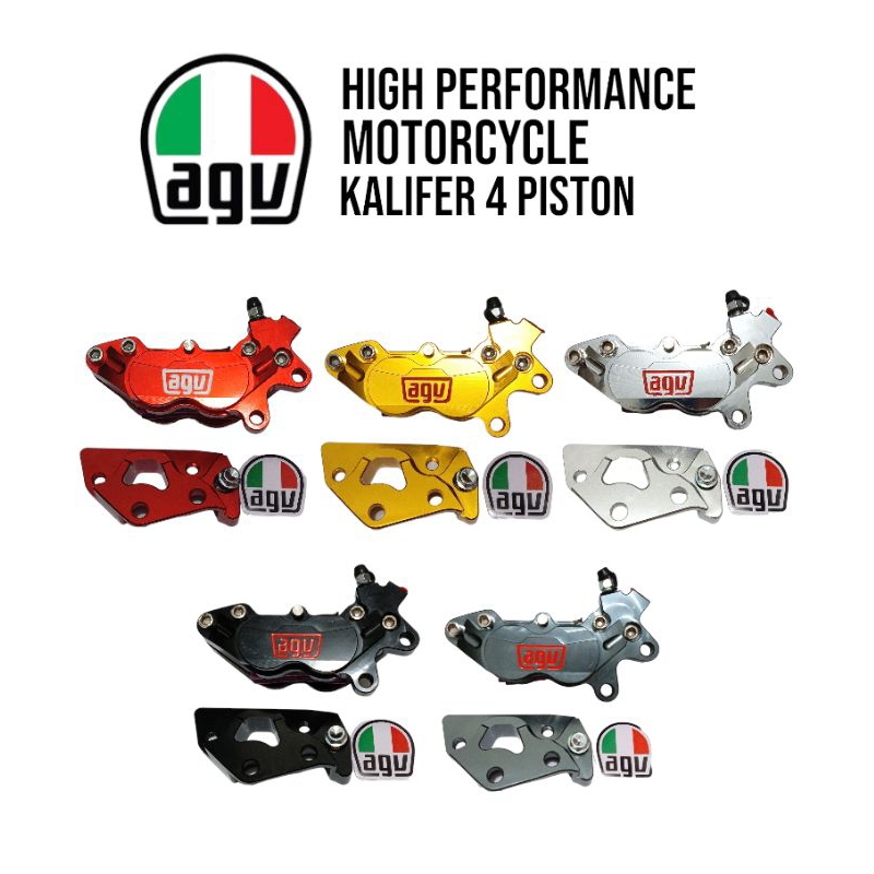Jual AGV Kaliper Big Pot 4 Piston Warna Kalifer 4P Full CNC Chrome For ...