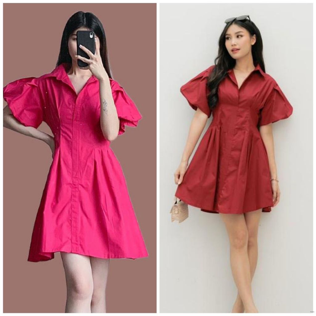 Jual TALLY POPLIN DRESS / DRESS WANITA TANGAN PUFFY KATUN POPLIN ...