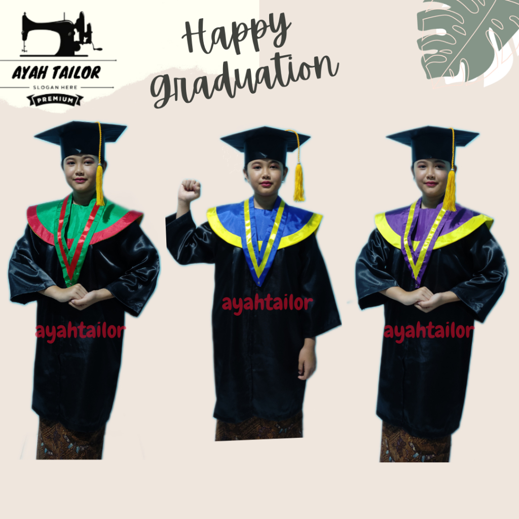 Jual BAJU TOGA JUBAH WISUDA ANAK SD HIJAU LIST MERAH BIRU LIST KUNING ...
