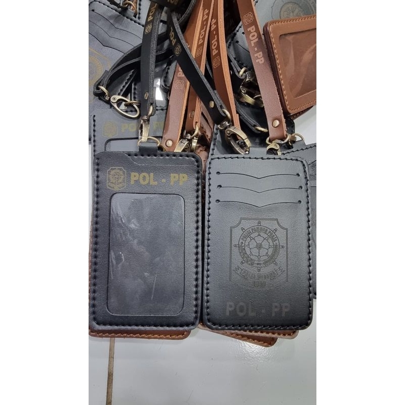 Jual Name tag tempat id card logo satpol-pp | kulit Holder warna hitam ...