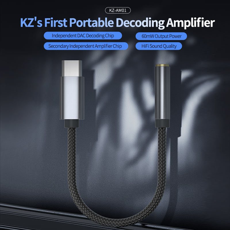 Jual KZ AM01 Portable Decoding Amplifier DAC Type C to 3.5mm Jack ...
