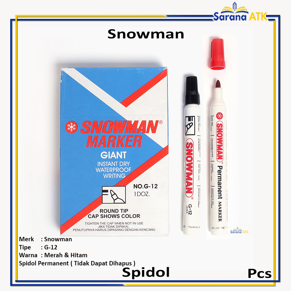 Jual Snowman - Spidol Permanent Marker G-12 - Pcs | Shopee Indonesia
