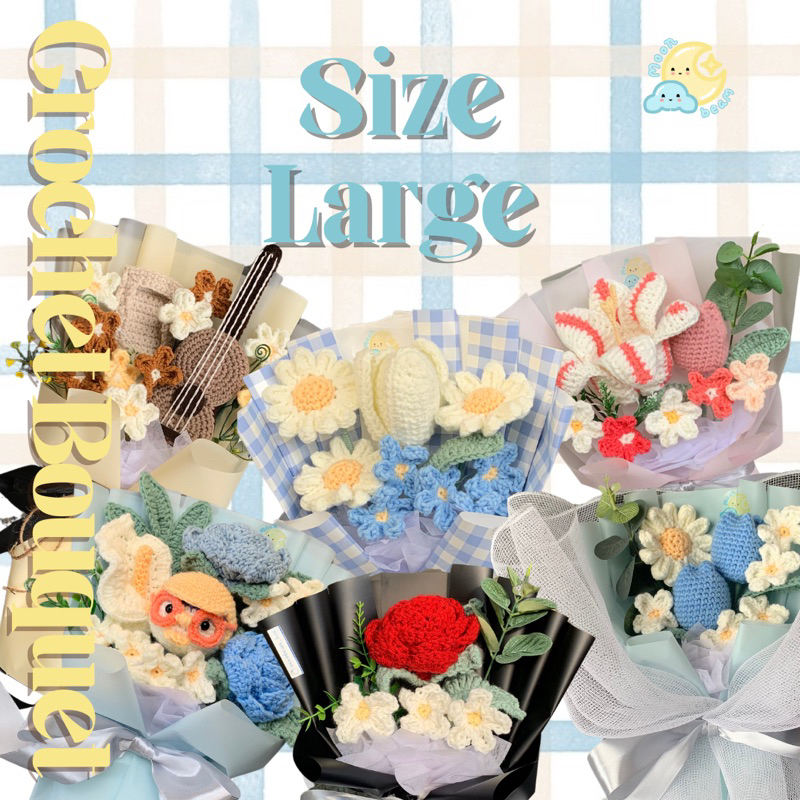 Jual BUKET BUNGA RAJUT LARGE PART 1 / Crochet Bouquet Large by Moon ...