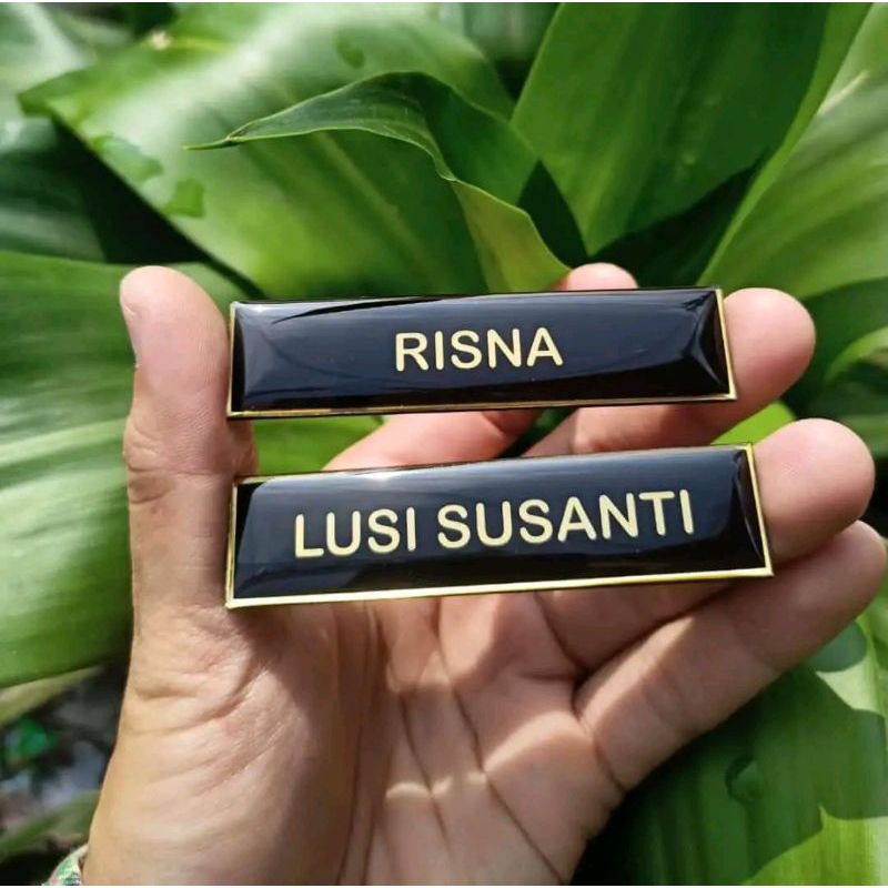 Jual Nametag / Nama Dada Akrilik GOLD PREMIUM / Nama Dada Lapis Resin ...