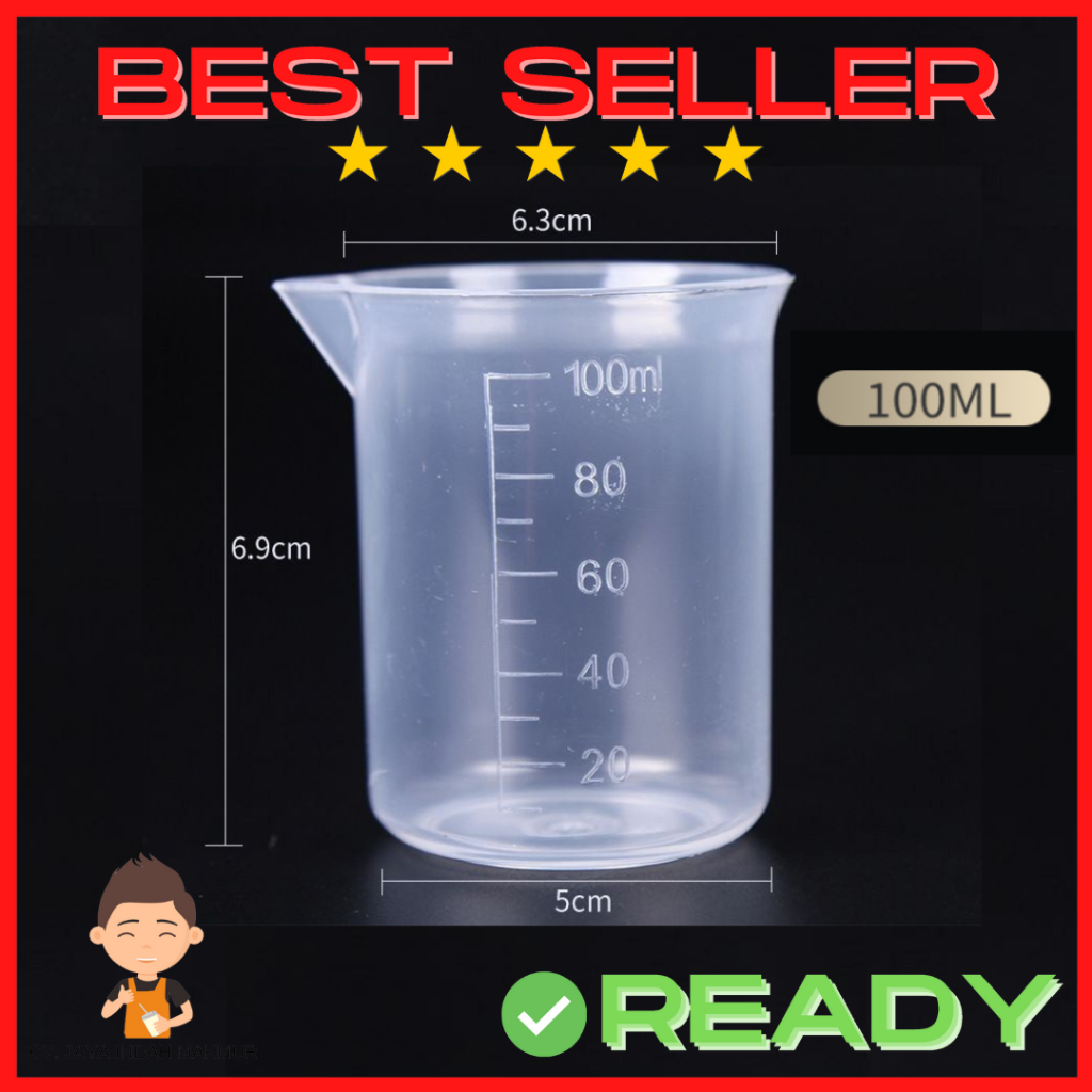 Jual Gelas Takar Ukur 100ML 150ml Plastik Bening Transparan Measuring Cup Plastic Jigger ...