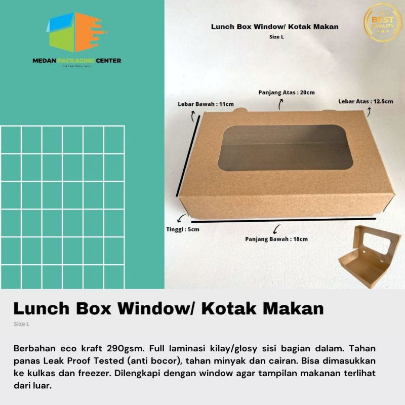 Jual Lunch Box Window L / kertas box kraft / kotak makan / kotak nasi ...
