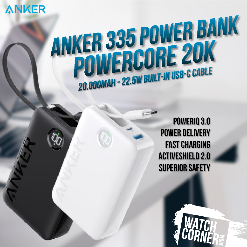 Jual Anker 335 Power Bank 20.000 mAh (22,5W Built-In USB-C Cable ...