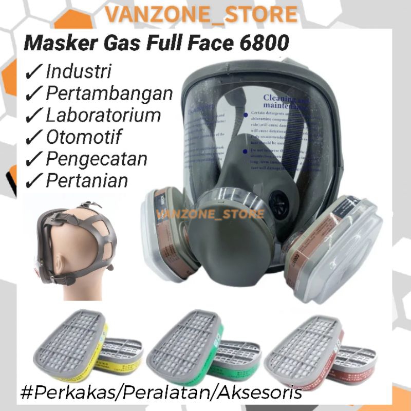Jual Masker Gas Respirator Full Face 6800 Full set Kaca Anti Fog Masker ...