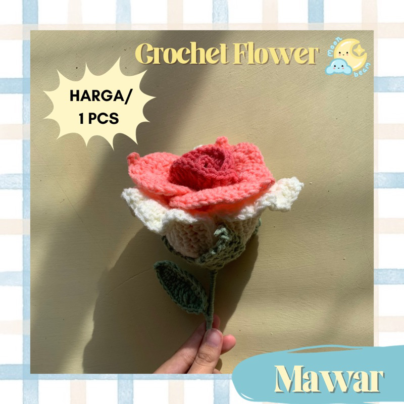 Jual MAWAR Bunga Rajut / Rose Flower Crochet (HARGA 1 PCS) | Shopee ...