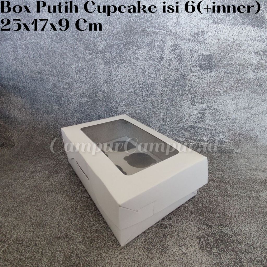 Jual Box Cupcake Putih Isi 6 Bahan Duplex Full Coated+Inner Sekat 6 ...