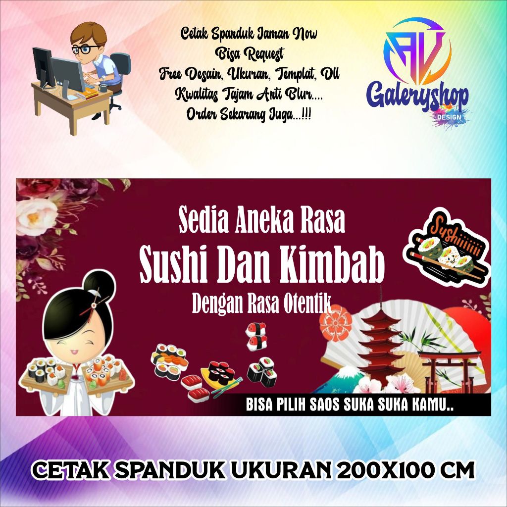 Jual mmt, spanduk, banner, jualan aneka sushi dan kimbab, dll ukuran ...