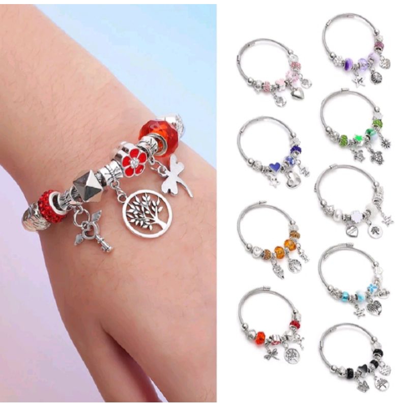 Jual RS_GELANG TANGAN TURKI MOTIF PANDORA..GELANG VIRAL RANDOM LIONTIN ...