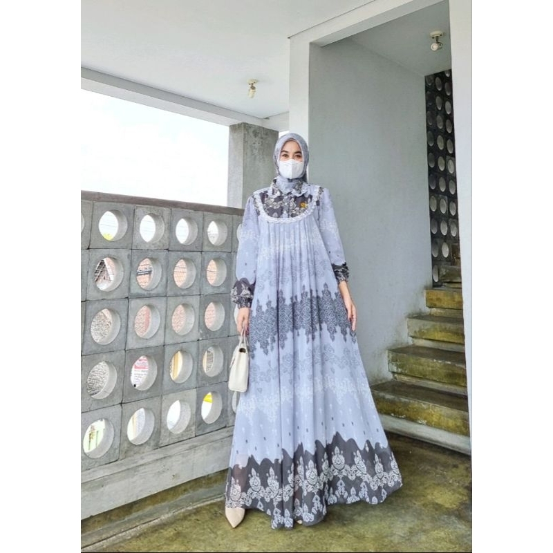 Jual Tarisa Dres Jumbo Set Hijab Segiempat Ceruty Babydoll Gamis Muslim Premium By Otty Lux ...