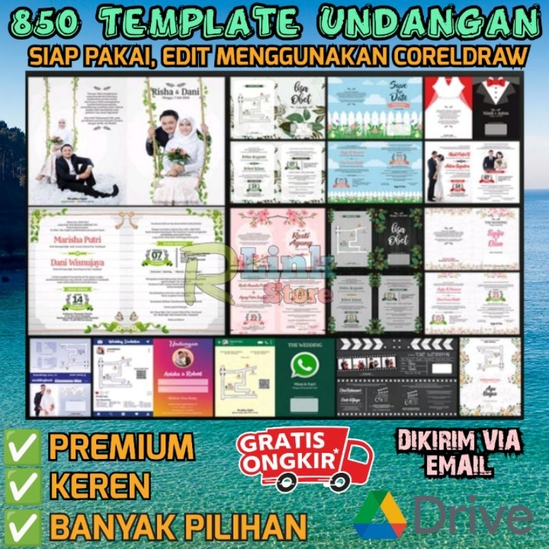 Jual 840+ Template Desain Undangan Pernikahan Kekinian Aesthetic Rustic ...