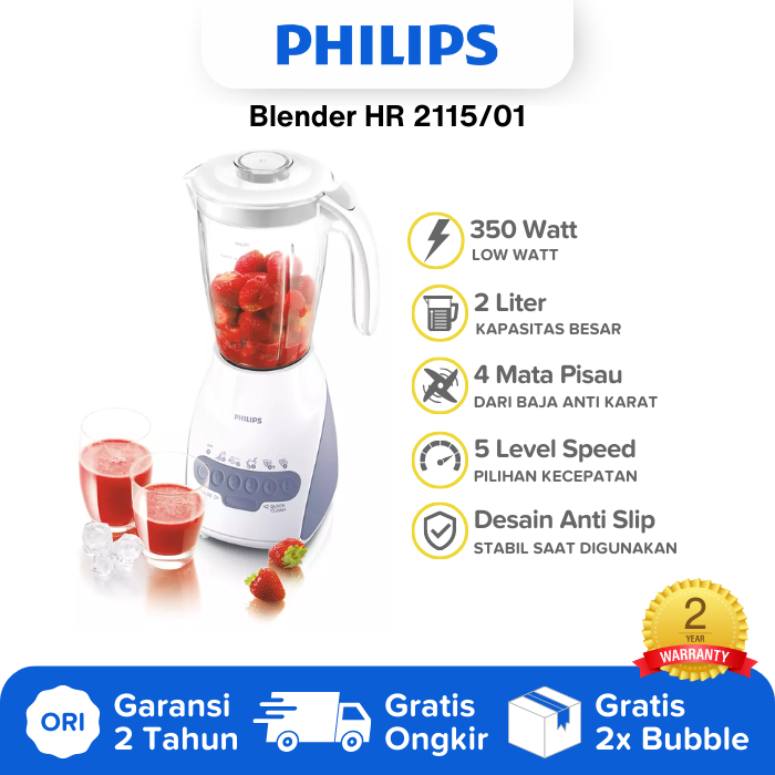 Jual Blender Philips HR2115/01 Belender Plastik Phillips HR 2115 2 ...