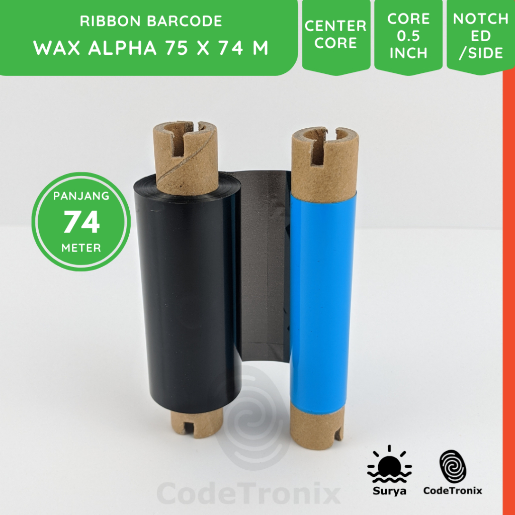 Jual Ribbon Barcode Wax 75x74 M Tinta Printer Label Roll Thermal ...