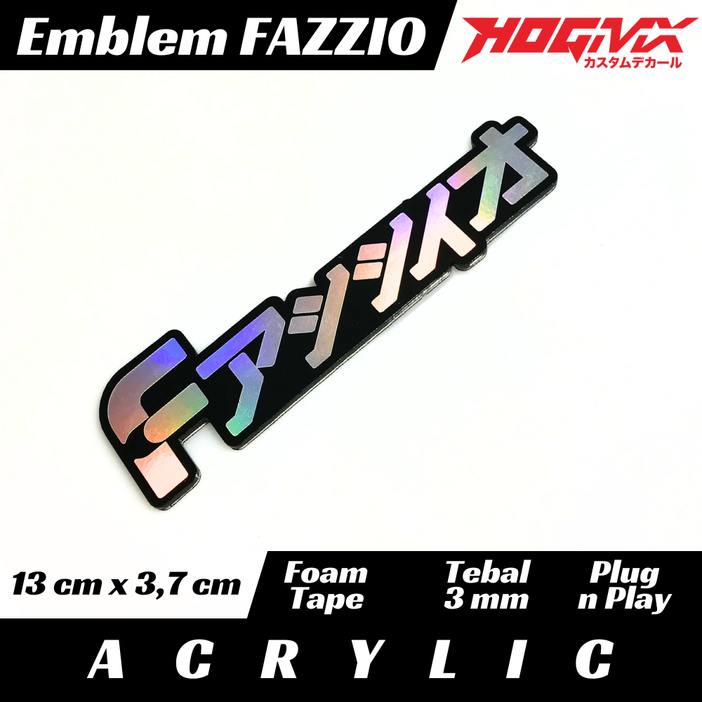 Jual Emblem Motor FAZZIO KANJI Logo Bahan Akrilik Gold Hologram ...