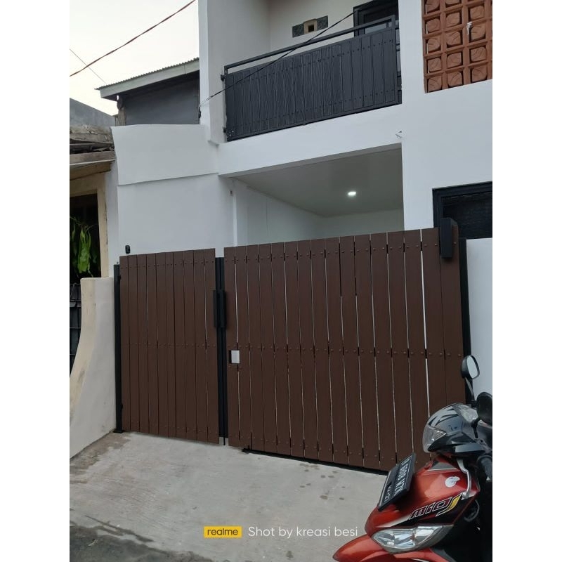 Jual pagar wood plank rangka besi pagar minimalis kualitas terbaik ...