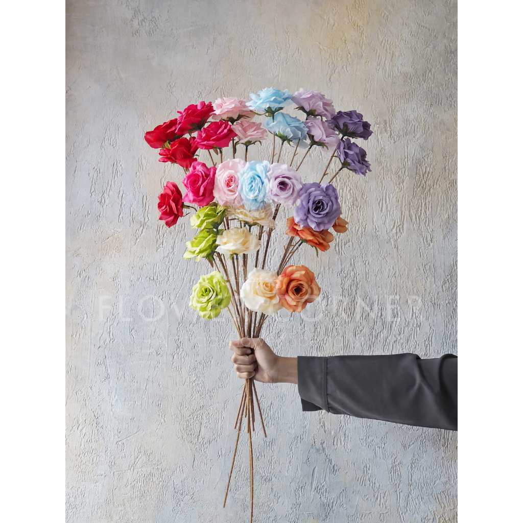 Jual Bunga Artificial Mawar Rose Mekar Spray Bold Color (B23214 ...
