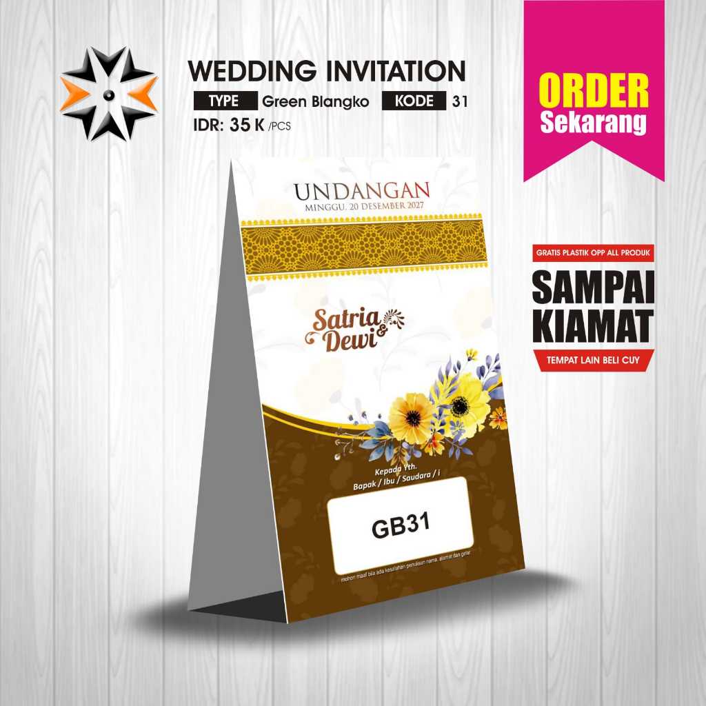 Jual Blangko Undangan Kosongan Murah GB31 (Free Plastik OPP) | Shopee ...