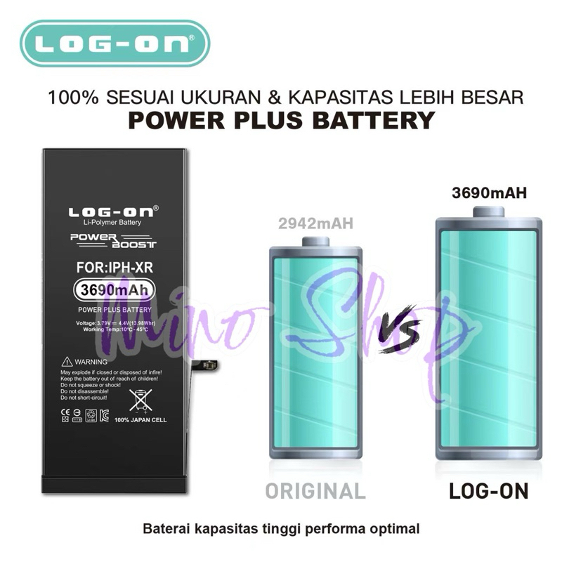 Jual BATERAI LOG ON IP XR POWER BOOST DOUBLE POWER BATRE BATTERY | Shopee Indonesia