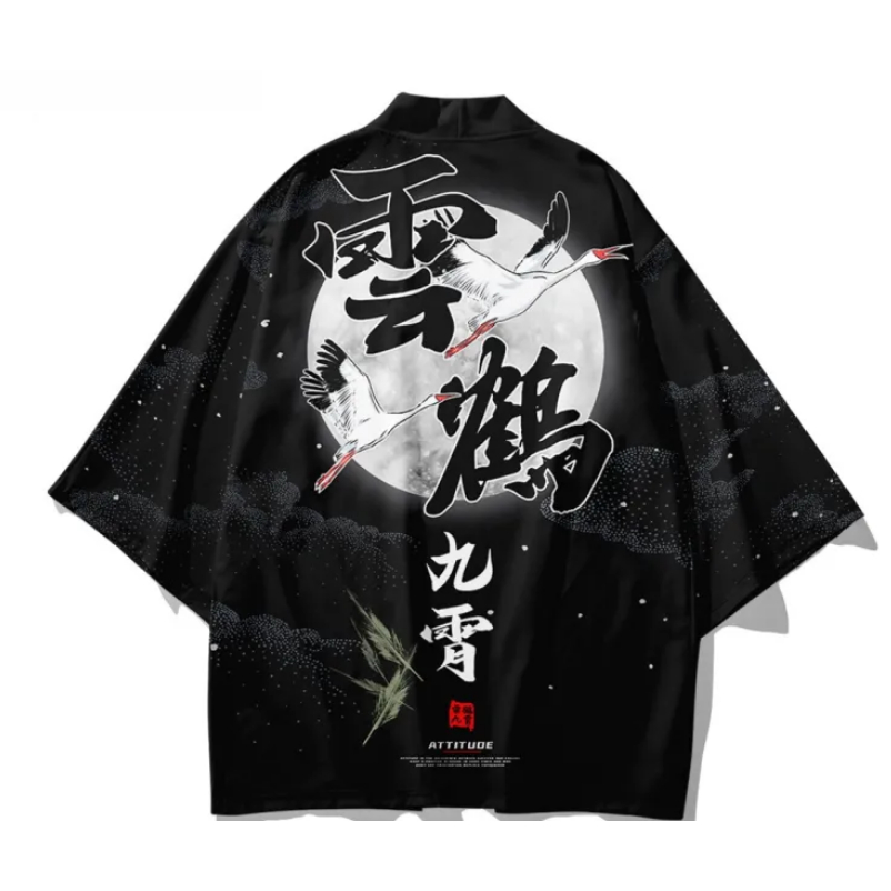 Jual Kimono Haori Apanese Cartoon Crane Samurai Cosplay Streetwear ...