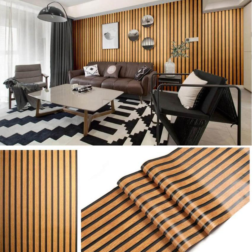 Jual Wallpaper Dinding Kayu Panel Garis Ruang Tamu | Shopee Indonesia