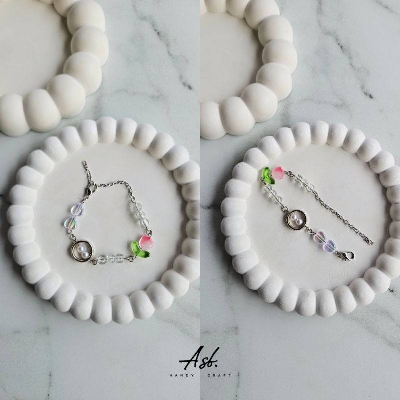 Jual [GMMK057] Gelang Rantai Fair Beads Korea / Putik pink-white ...