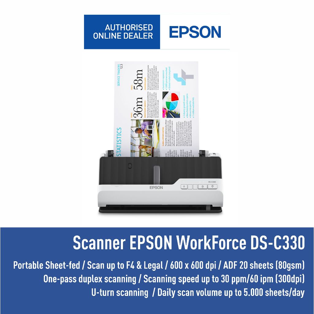 Jual SCANNER EPSON DS-C330 DSC330 C330 PORTABLE ADF Penganti DS-310 ...