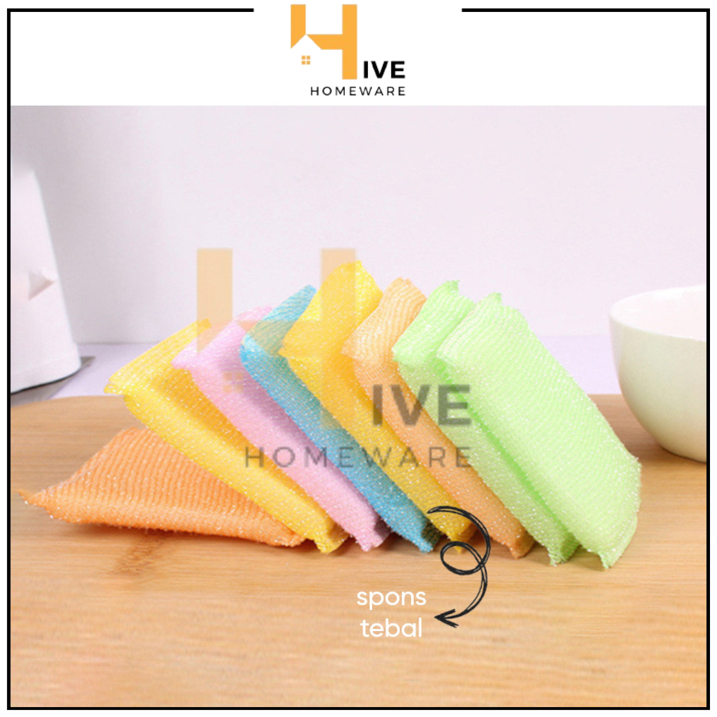 Jual HIVE Spon Busa Cuci Piring Warna Warni Sabut Jaring Spons ...