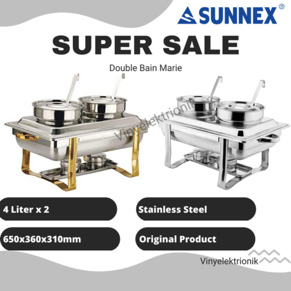 Jual Sunnex Pemanas Double Bain Marie 2x4L Bubur Sup Soup Tureen X24189 ...