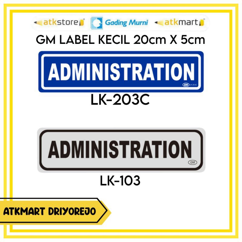 Jual GM LABEL KECIL ADMINISTRATION - PAPAN PENANDA - PAPAN AKRILIK ...