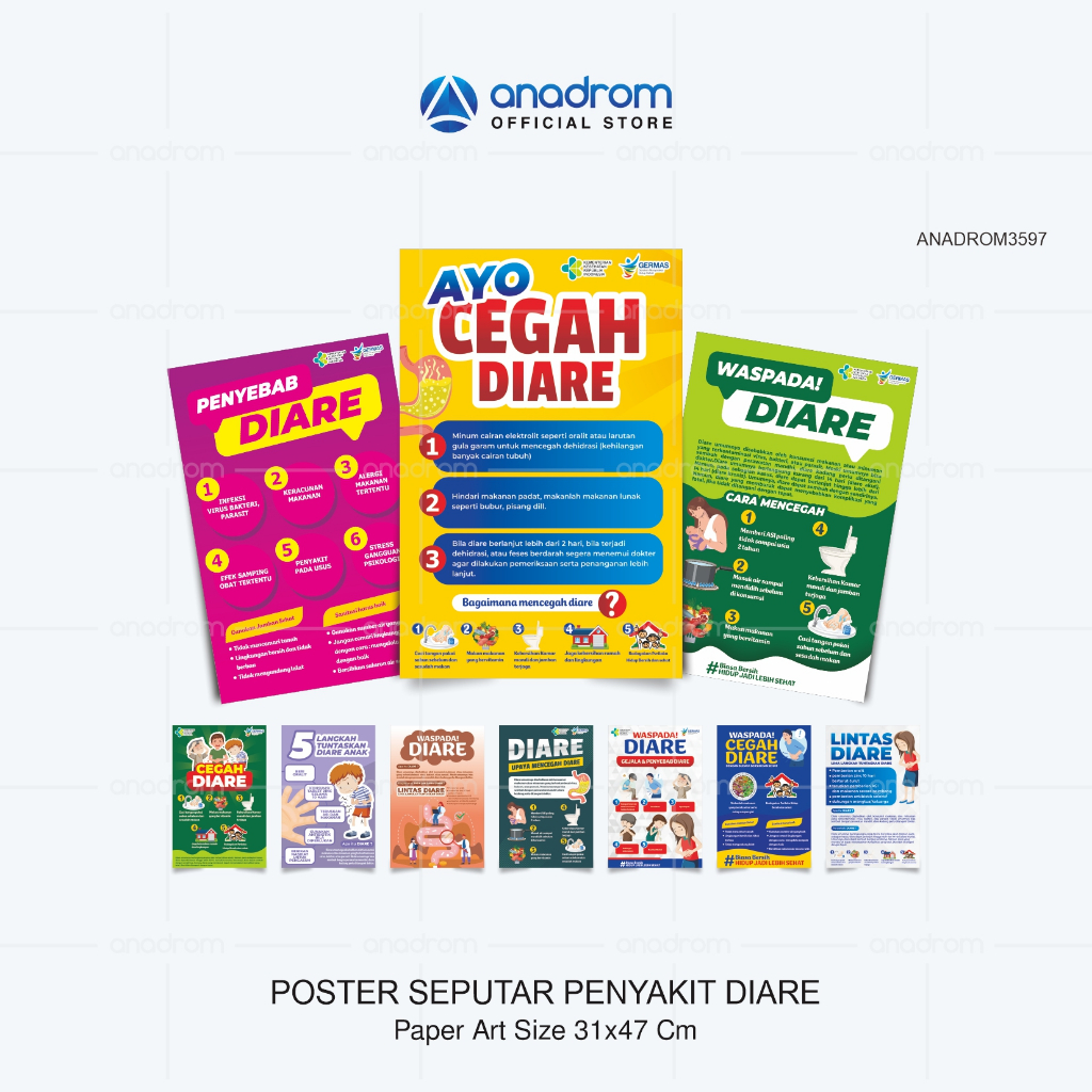 Jual Poster Seputar Diare | Poster Promosi Kesehatan | Anadrom 3597 ...