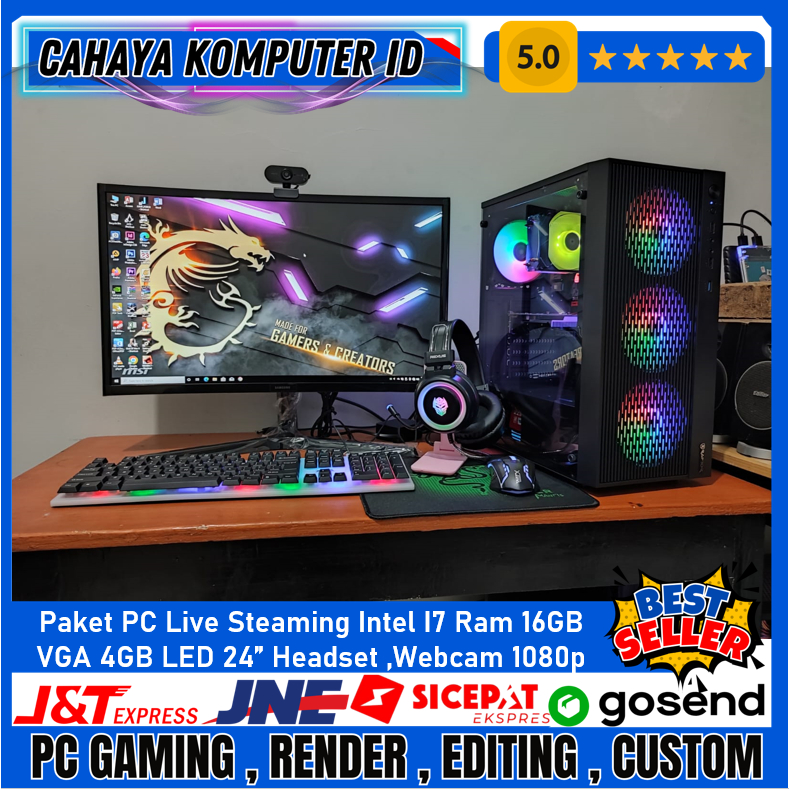 Jual PC Gaming Live Streaming Intel Core i7 RAM 16GB Vga 4GB LED ...