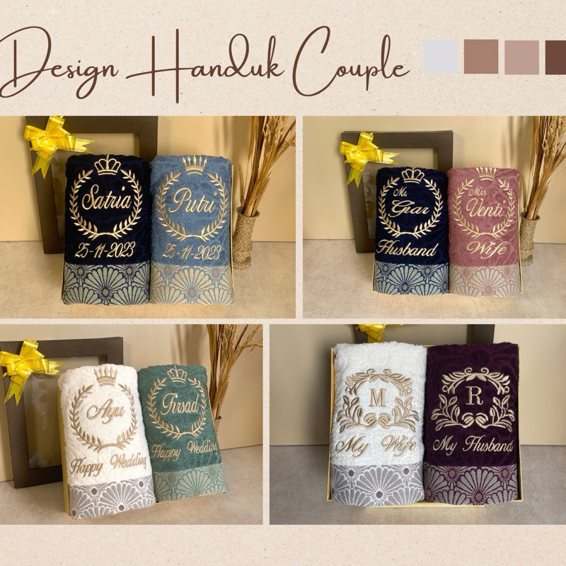Jual Handuk Couple Wedding Design Handuk Bordir Nama Handuk seserahan ...