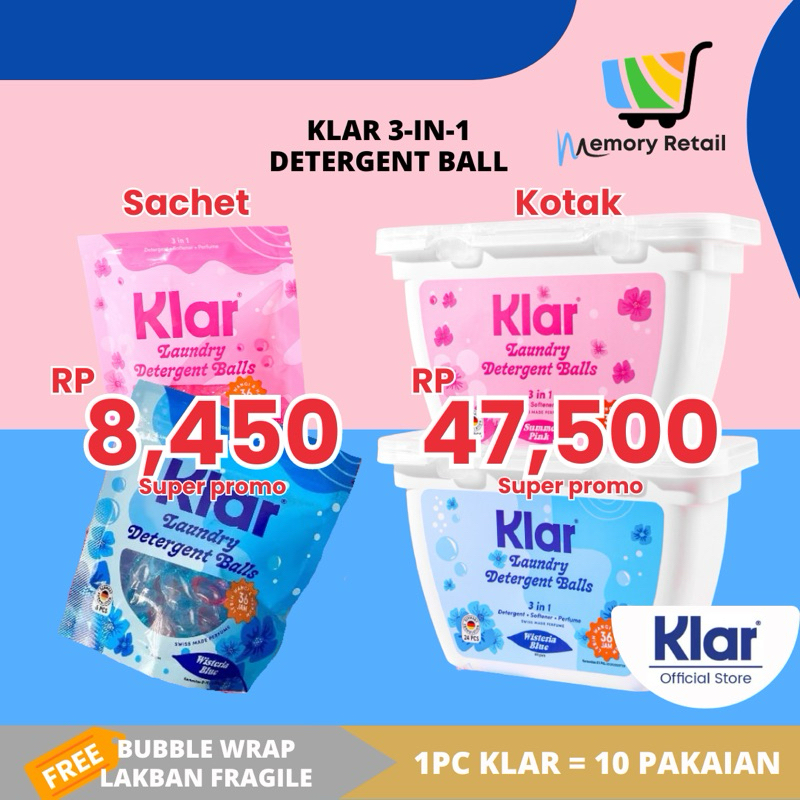 Jual KLAR Detergent Ball laundry deterjen pewangi softener komplit ...