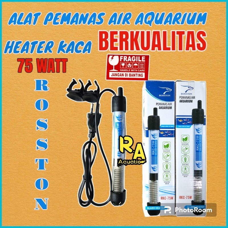 Jual Alat Pemanas Suhu Air Aquarium Heater Kaca Aquarium Rosston 75 ...