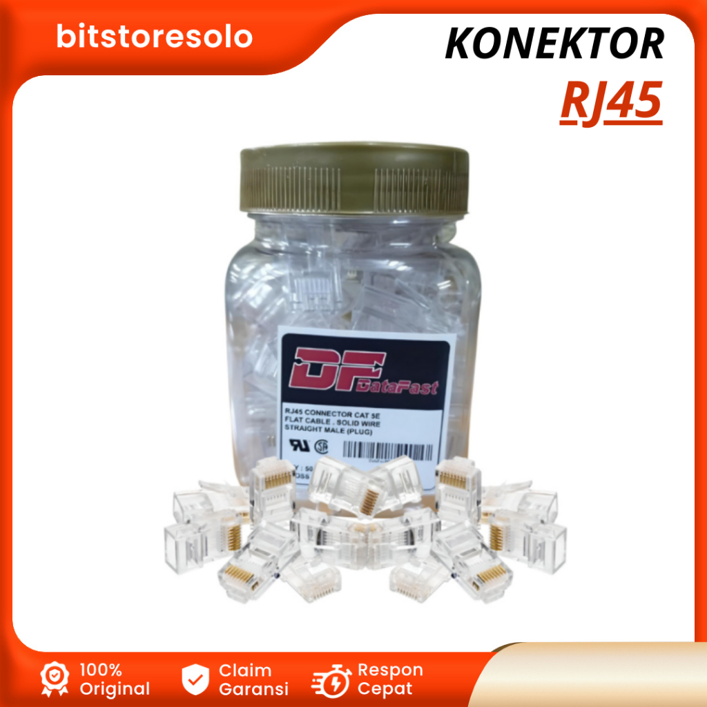 Jual Konektor Kabel LAN Cat5 RJ45 DATAFAST 50 Pcs | Shopee Indonesia