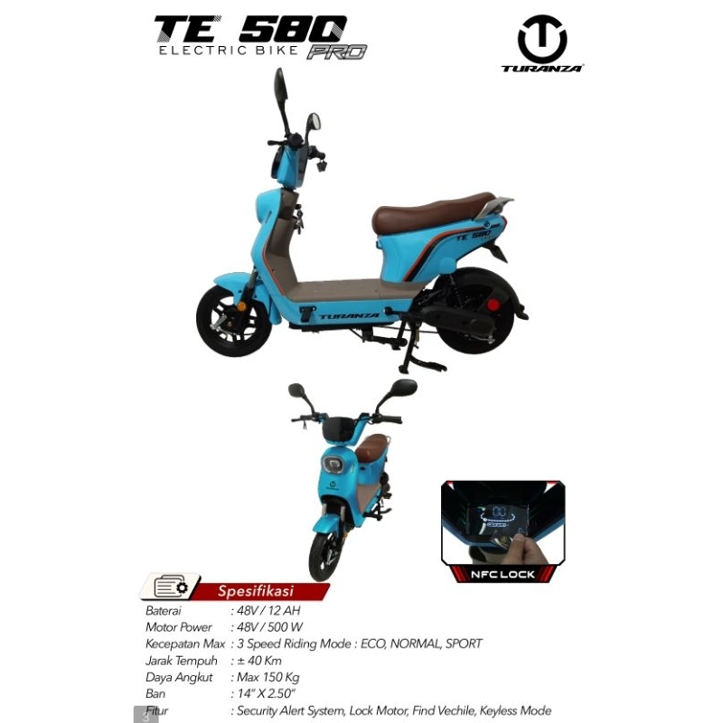Jual Sepeda Listrik Pasific Exotic Turanza Lampu TE580 TE 580 Baterai ...