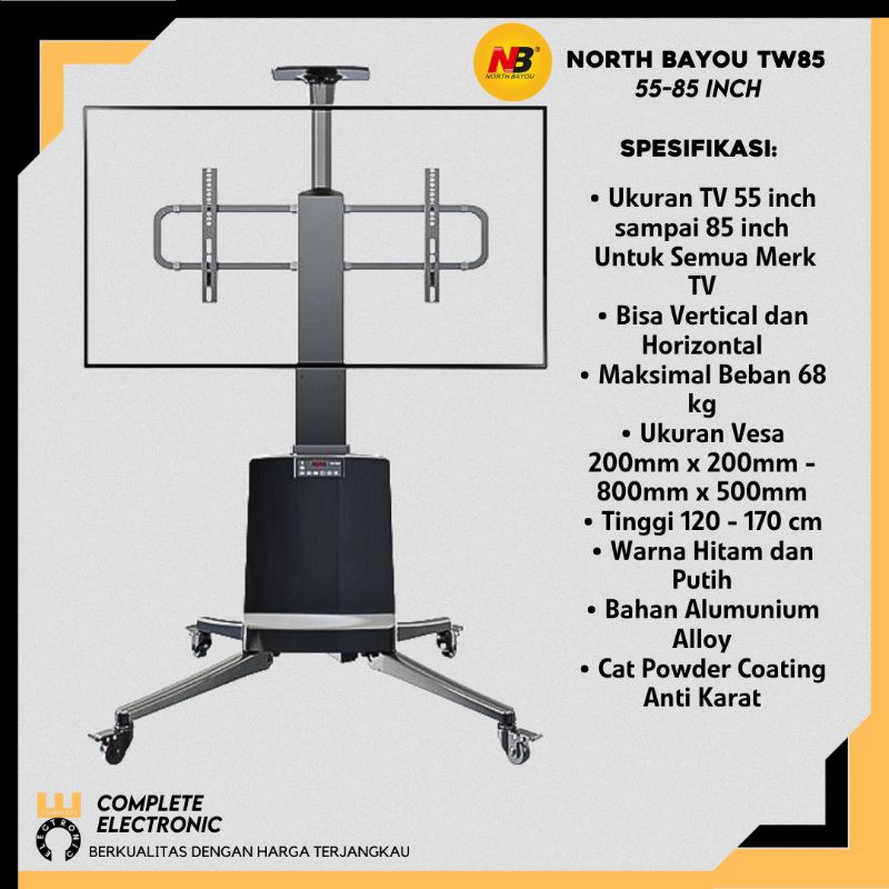 Jual Breket Standing TV Electric 43-80 inch Braket Stand TV North Bayou ...