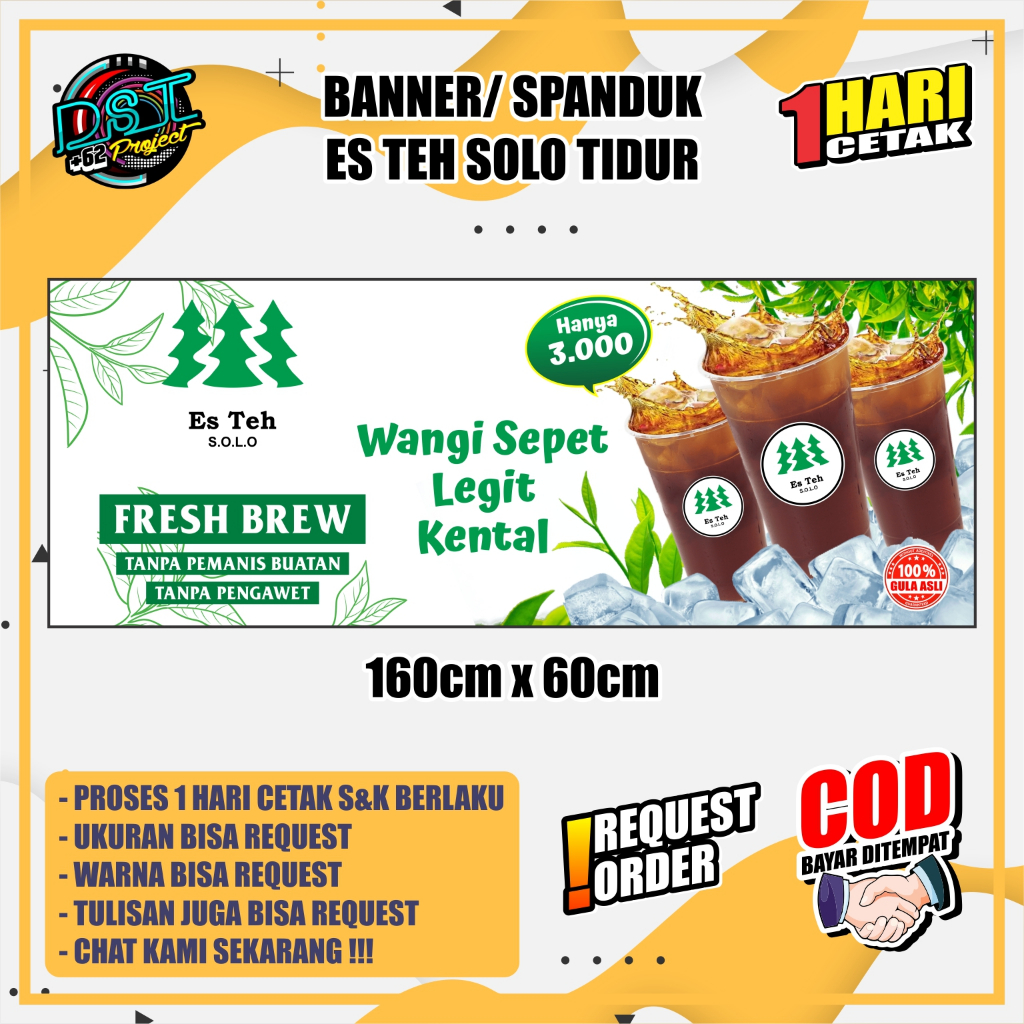 Jual BANNER / SPANDUK ES TEH SOLO TIDUR 160 X 60 | Shopee Indonesia